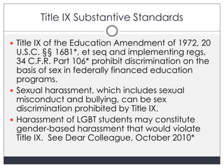 Title IX Sexual Misconduct And Bullying | PDF