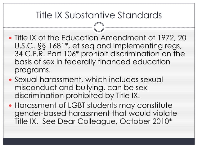 Title IX Sexual Misconduct And Bullying | PDF