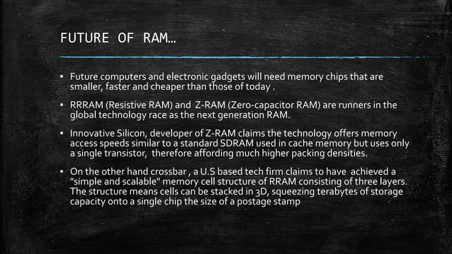 Memory - RAM and its types | PPTX | Data Storage and Warehousing | Computing