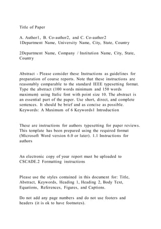 Title of PaperA. Author1, B. Co-author2, and C. Co-author21Dep | PDF