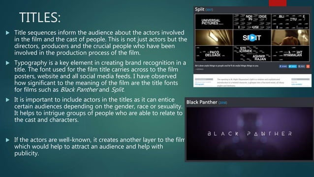 Title Sequences | PPTX | Screenwriting | Content Production