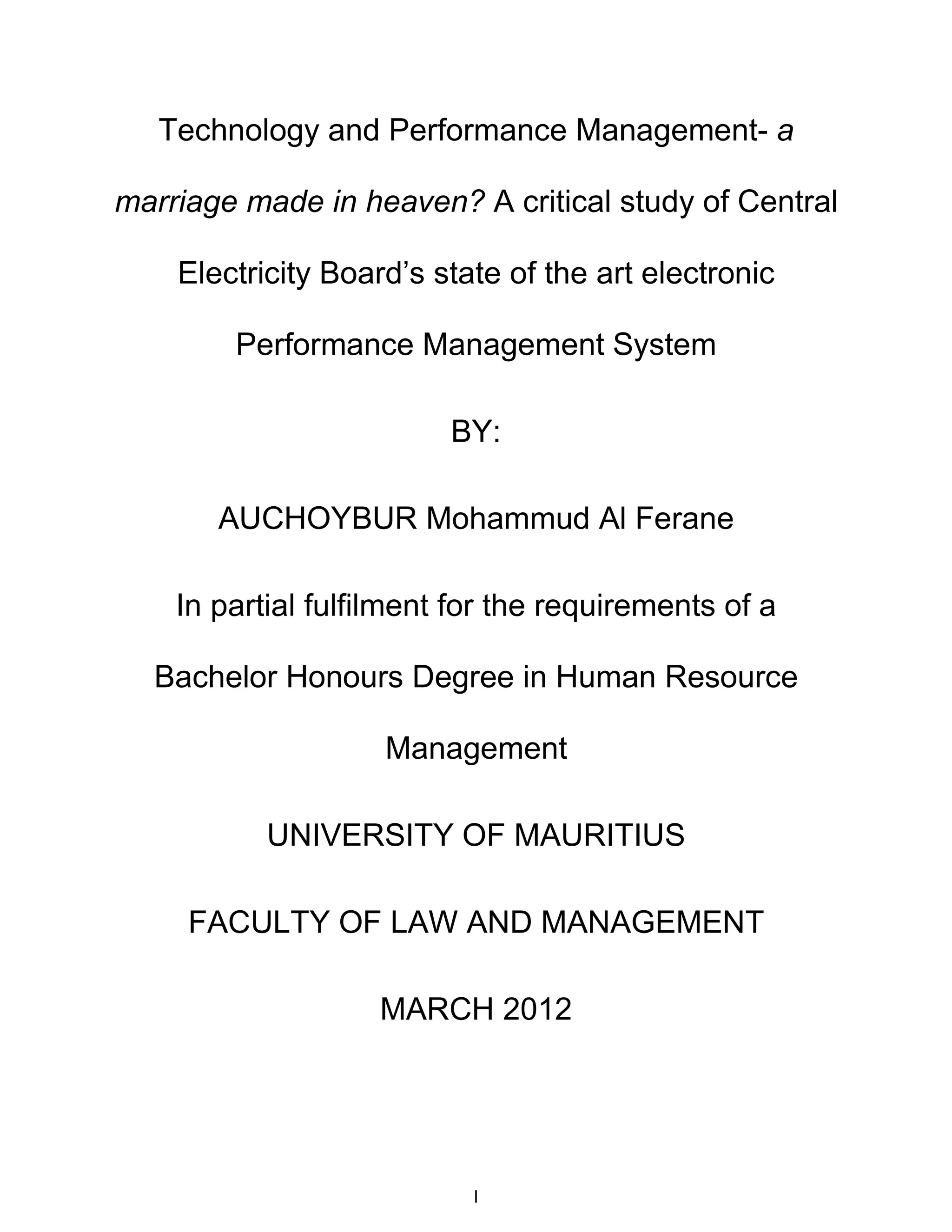 Title page for my HR Project | PDF | Free Download