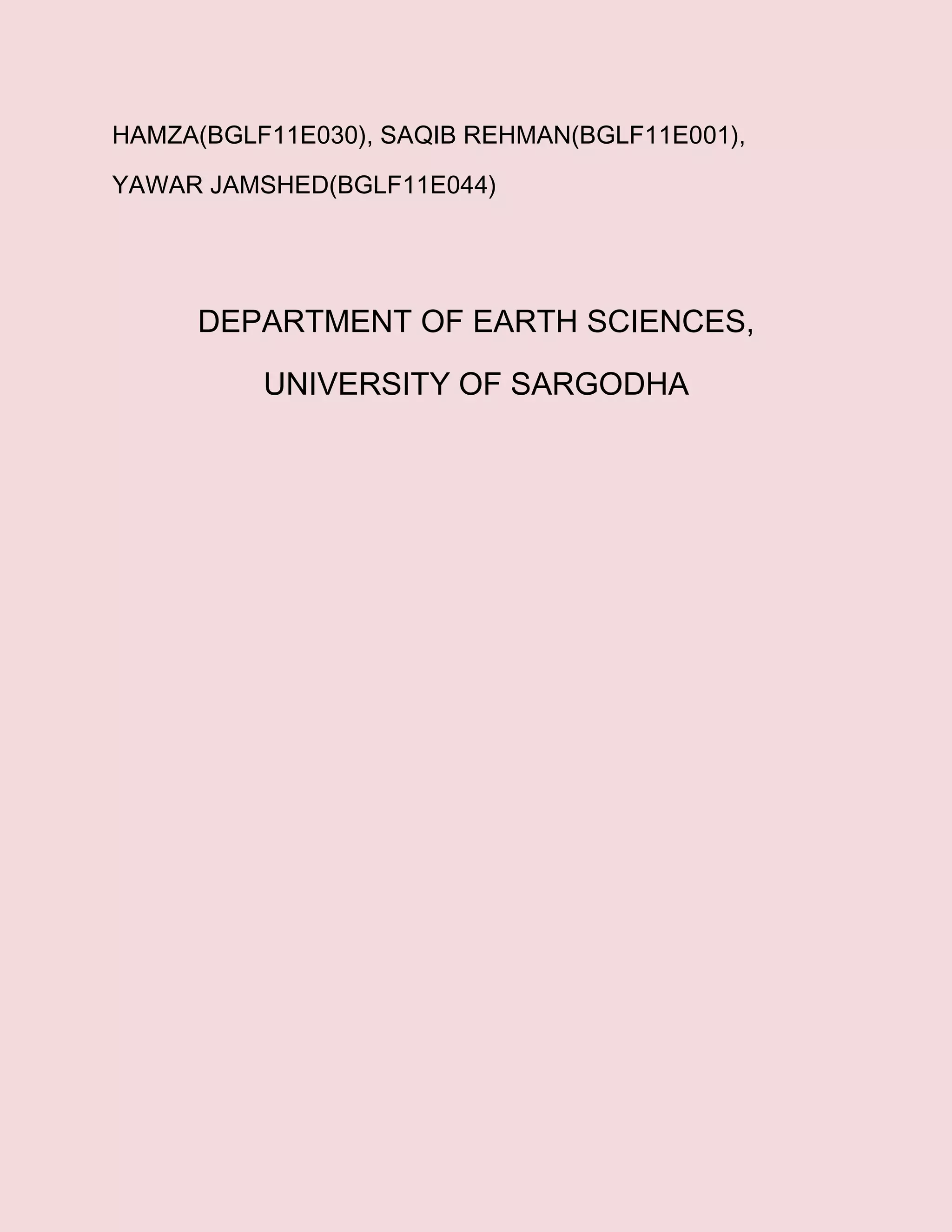 Title page | DOCX | Geology | Science