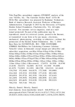 Title PageThis spreadsheet supports STUDENT analysis of the case | DOCX