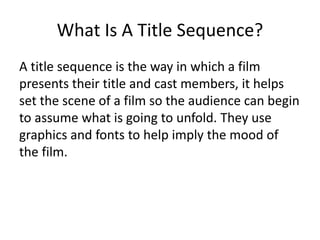 Title Sequence Techniques | PPTX