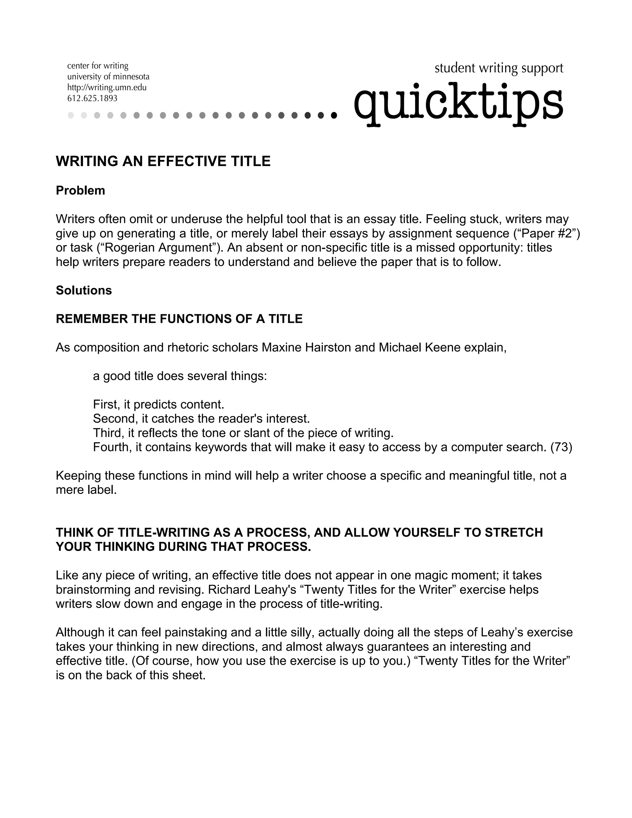 Titles guidelines | PDF