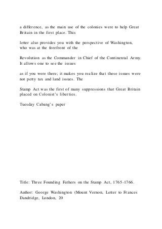 Title Three Founding Fathers on the Stamp Act, 1765-1766. | PDF