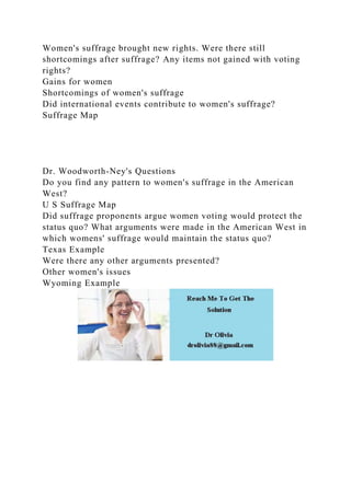 Title womens suffrage Compare and contrast the comments of .docx