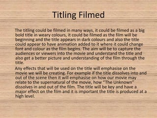 Titling filmed and analysed | PPT