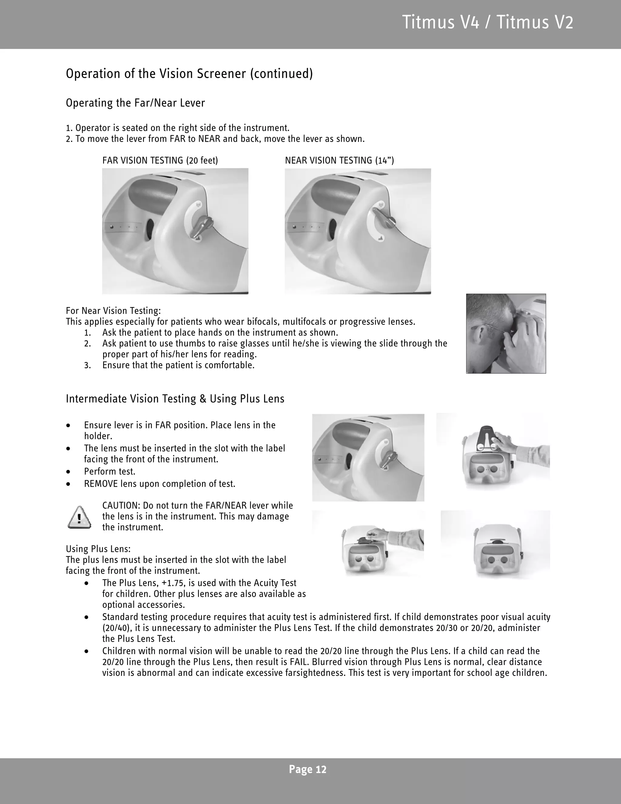 Titmus V4 vision screener user manual | PDF