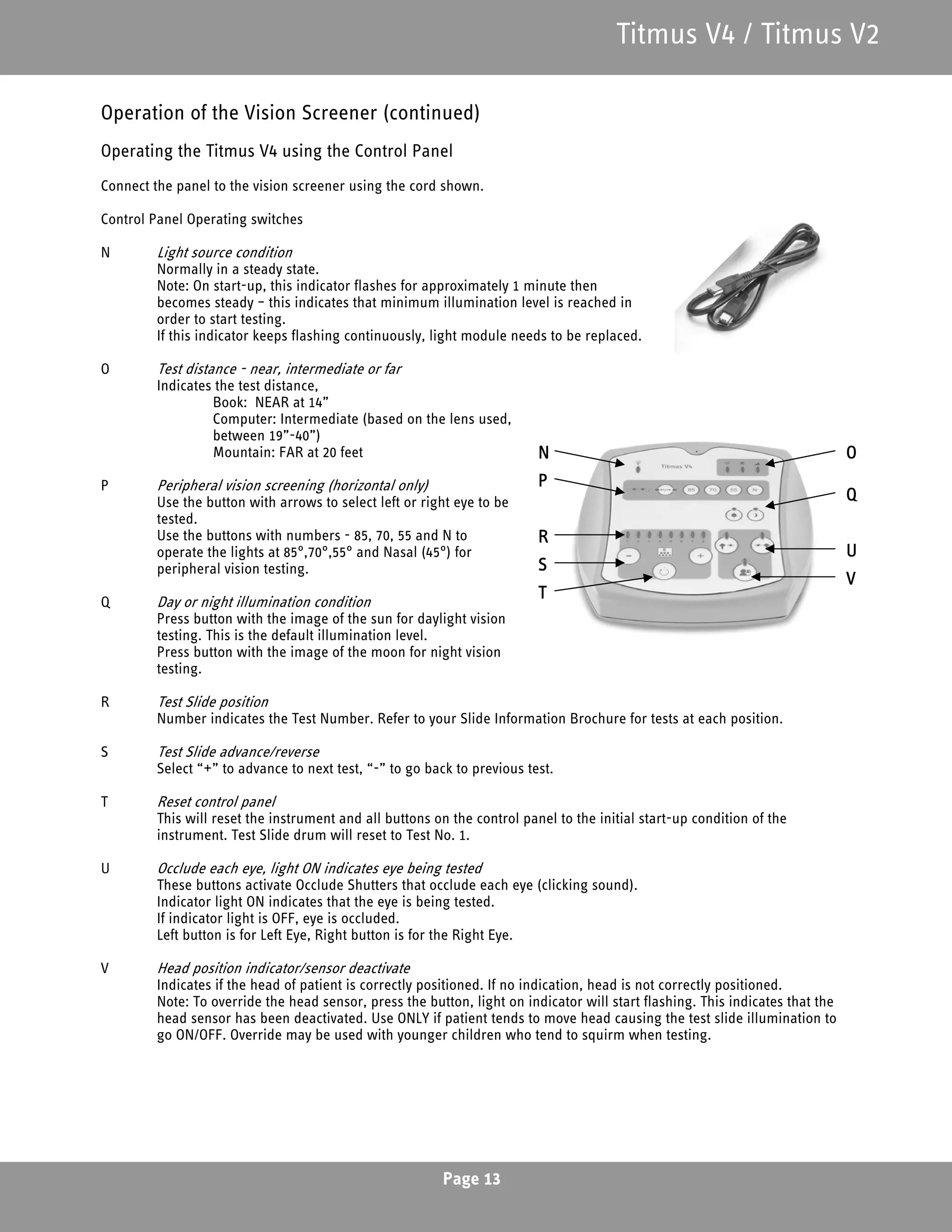 Titmus V4 vision screener user manual | PDF