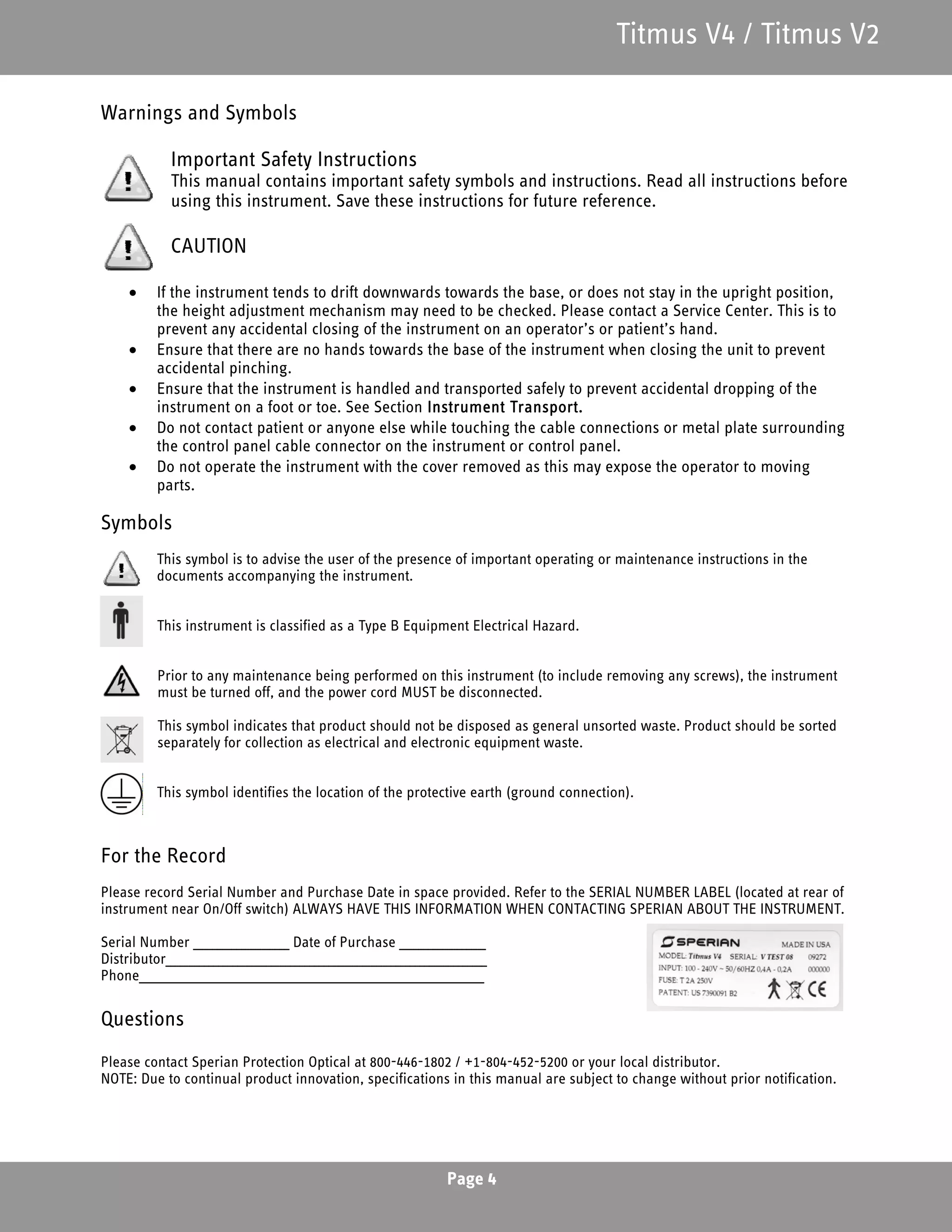 Titmus V4 vision screener user manual | PDF
