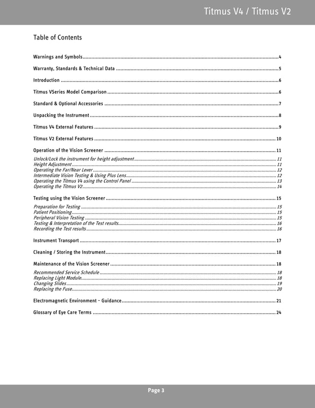 Titmus V4 vision screener user manual | PDF | First Aid | Injuries