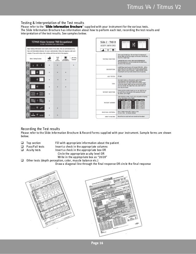 Titmus V4 vision screener user manual