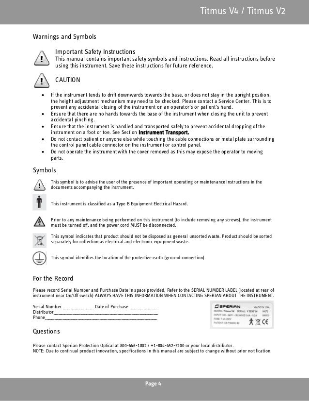 Titmus V4 vision screener user manual