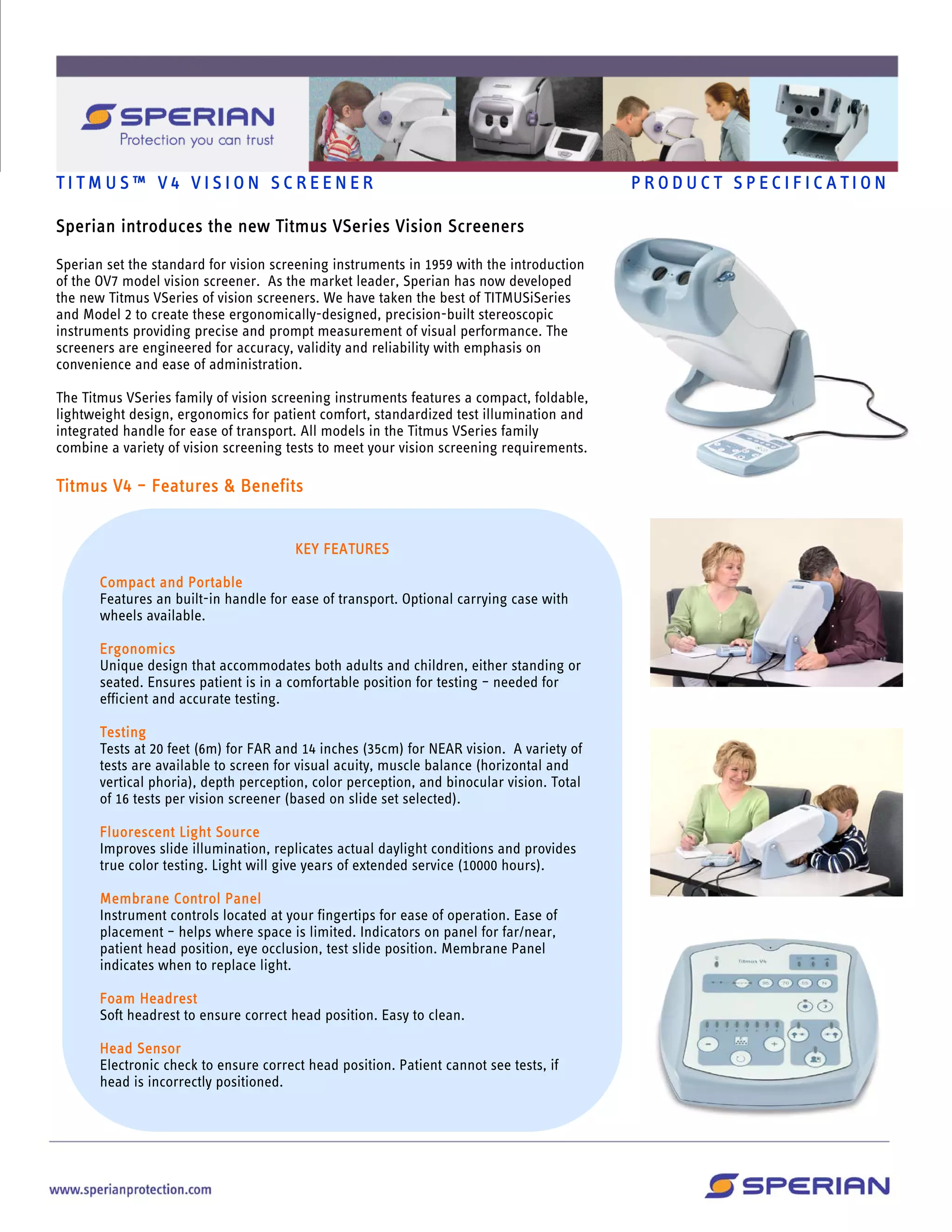 Titmus v4 Vision Screener product specs | PDF