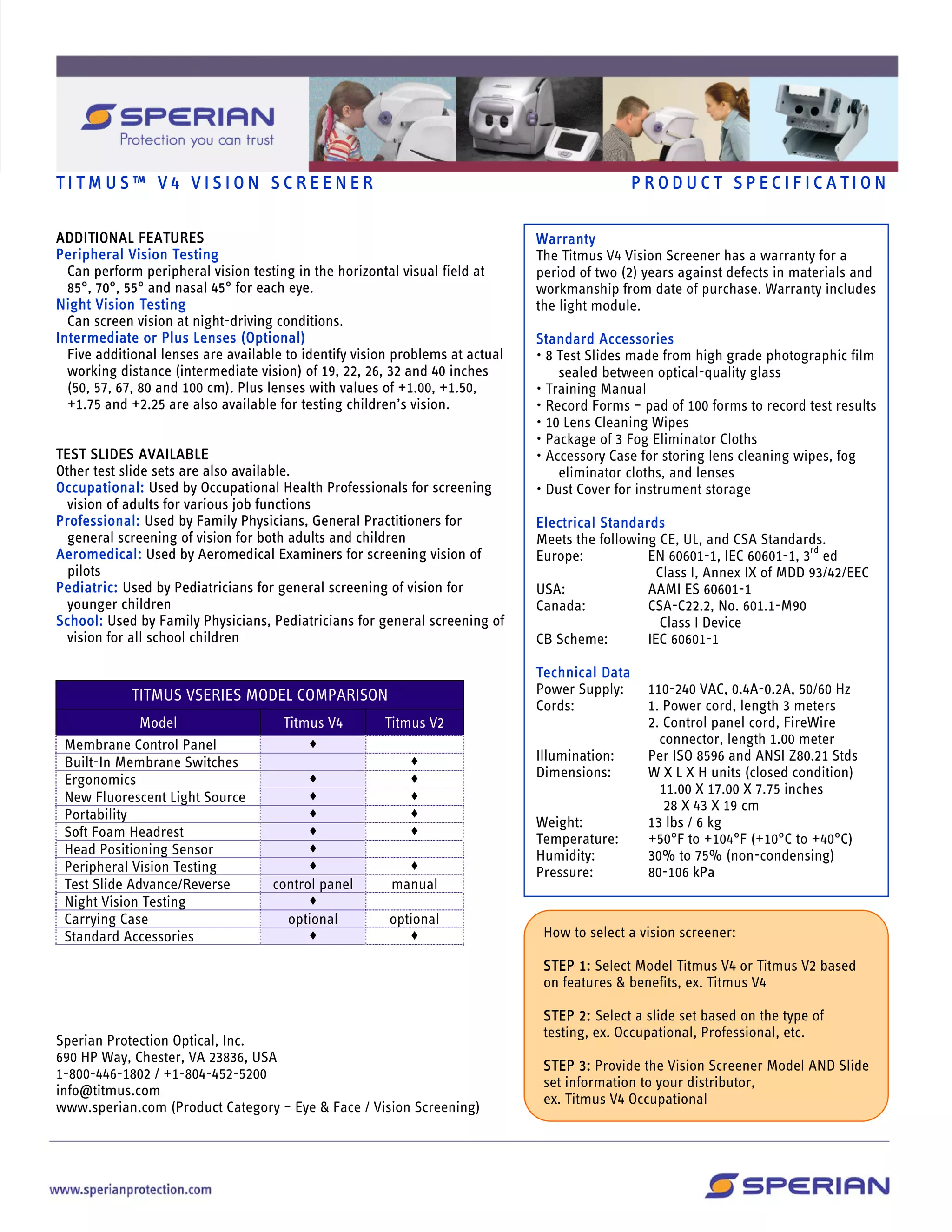 Titmus v4 Vision Screener product specs | PDF