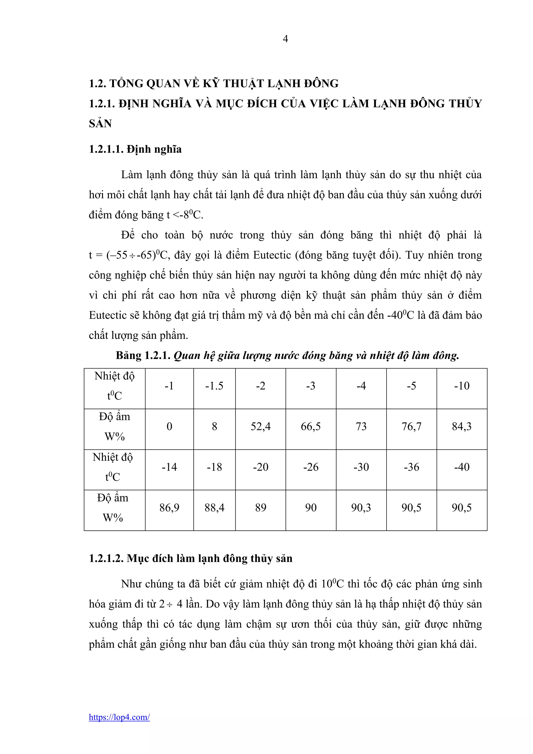 Đề tài Tính toán thiết kế hệ thống lạnh cấp đông cho phân xưởng chế biến thủy sản xuất khẩu Đại ...