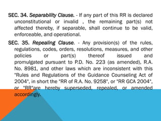 R.A. 9258 THE GUIDANCE AND COUNSELING ACT OF 2004 | PPTX