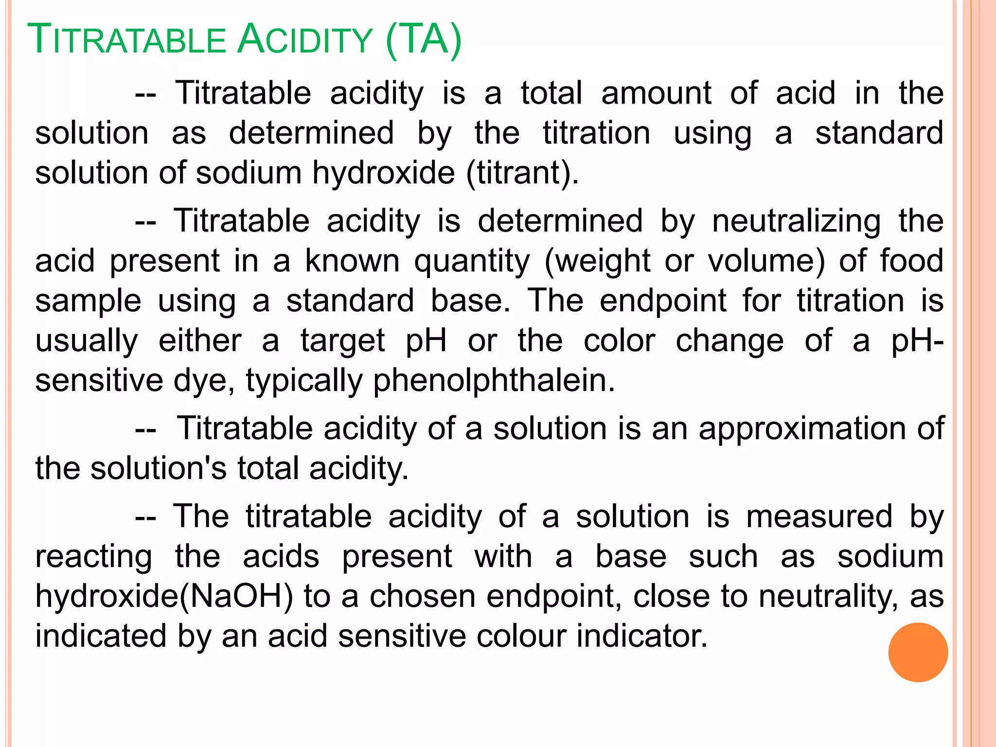 Titratable acidity and Total Soluble Solids | PPTX