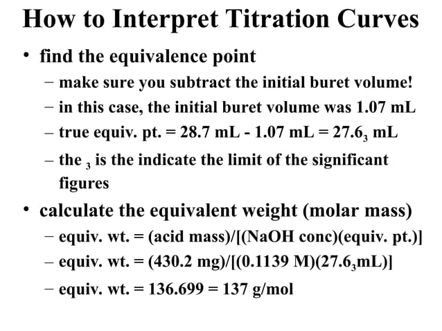 TitrationCurves find the equivalence point | PPT