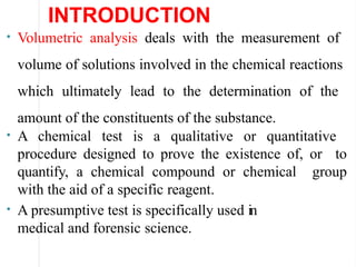 titrimetricanalysis Volumetric analysisb | PPTX