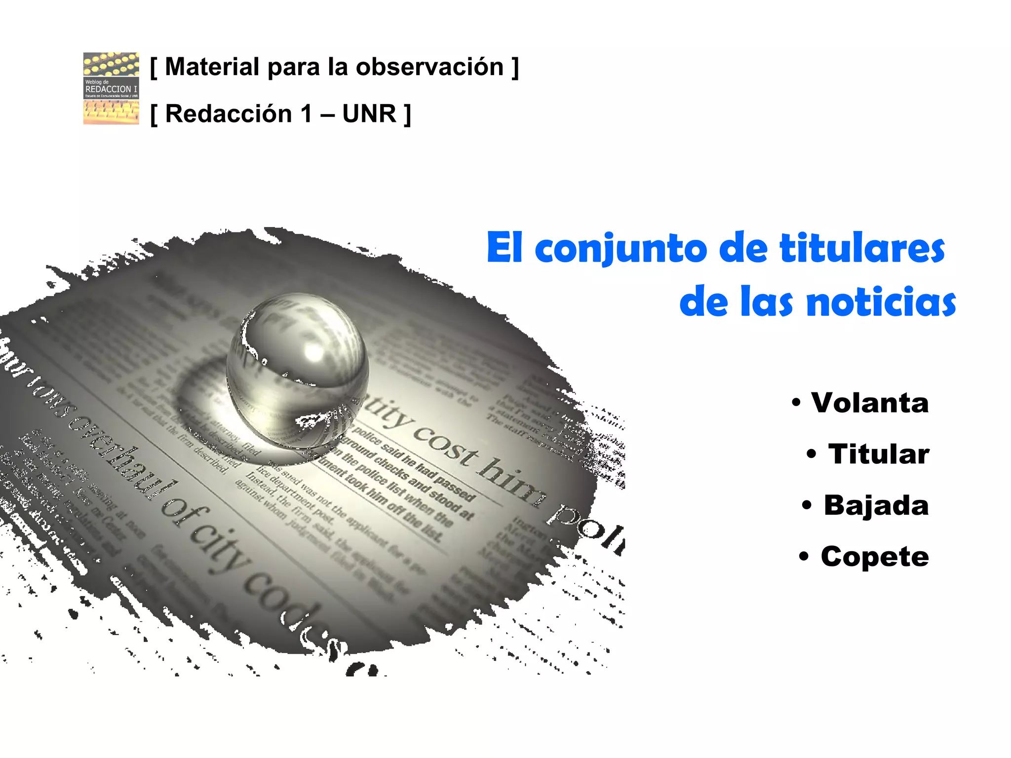 Titulares de noticias - Material para la observación | PPT