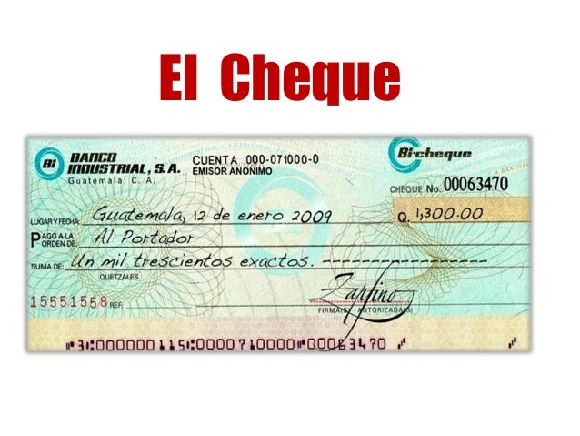 Ejemplo De Cheque