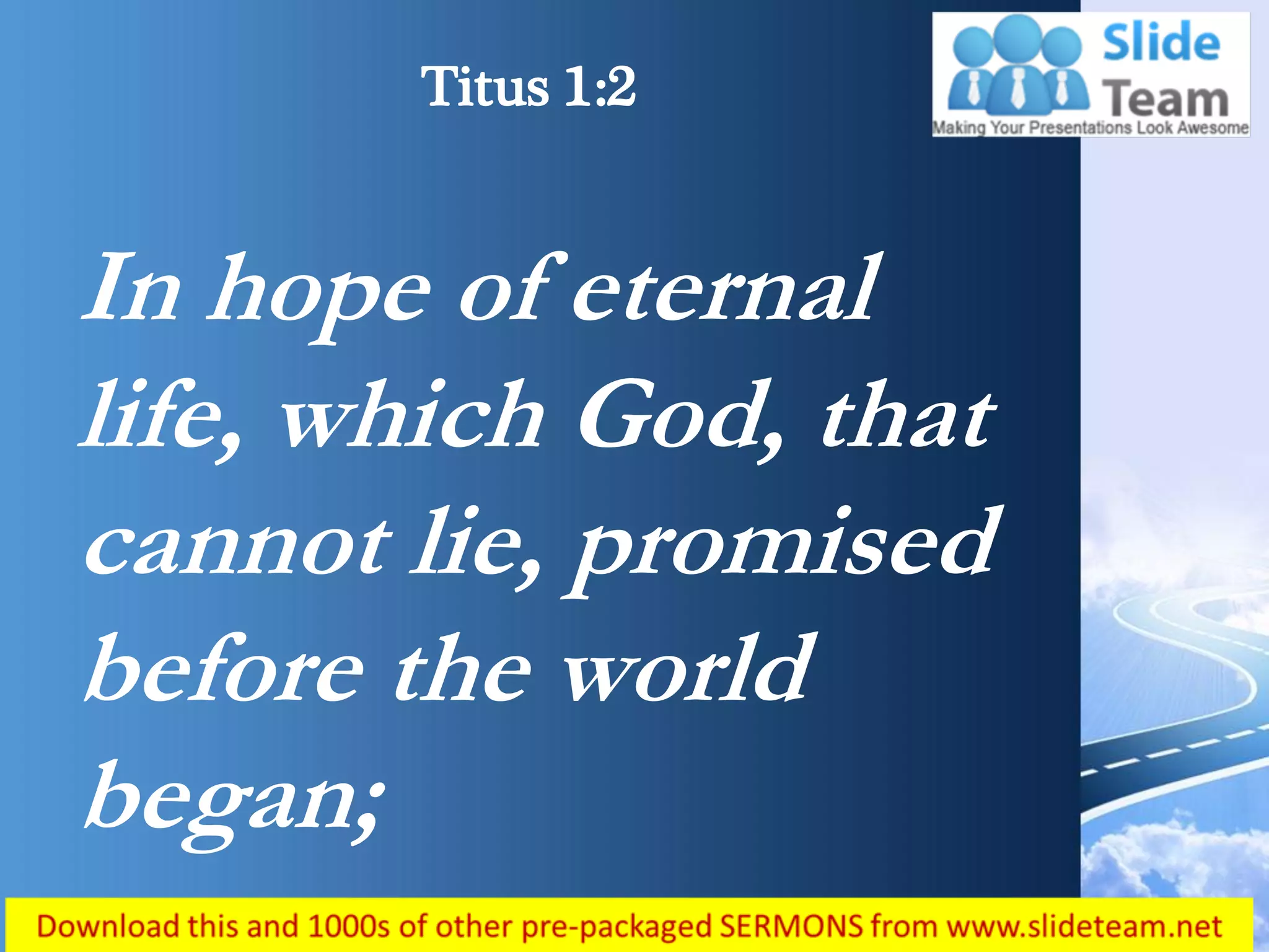 Titus 1 2 the beginning of time power point church sermon | PDF