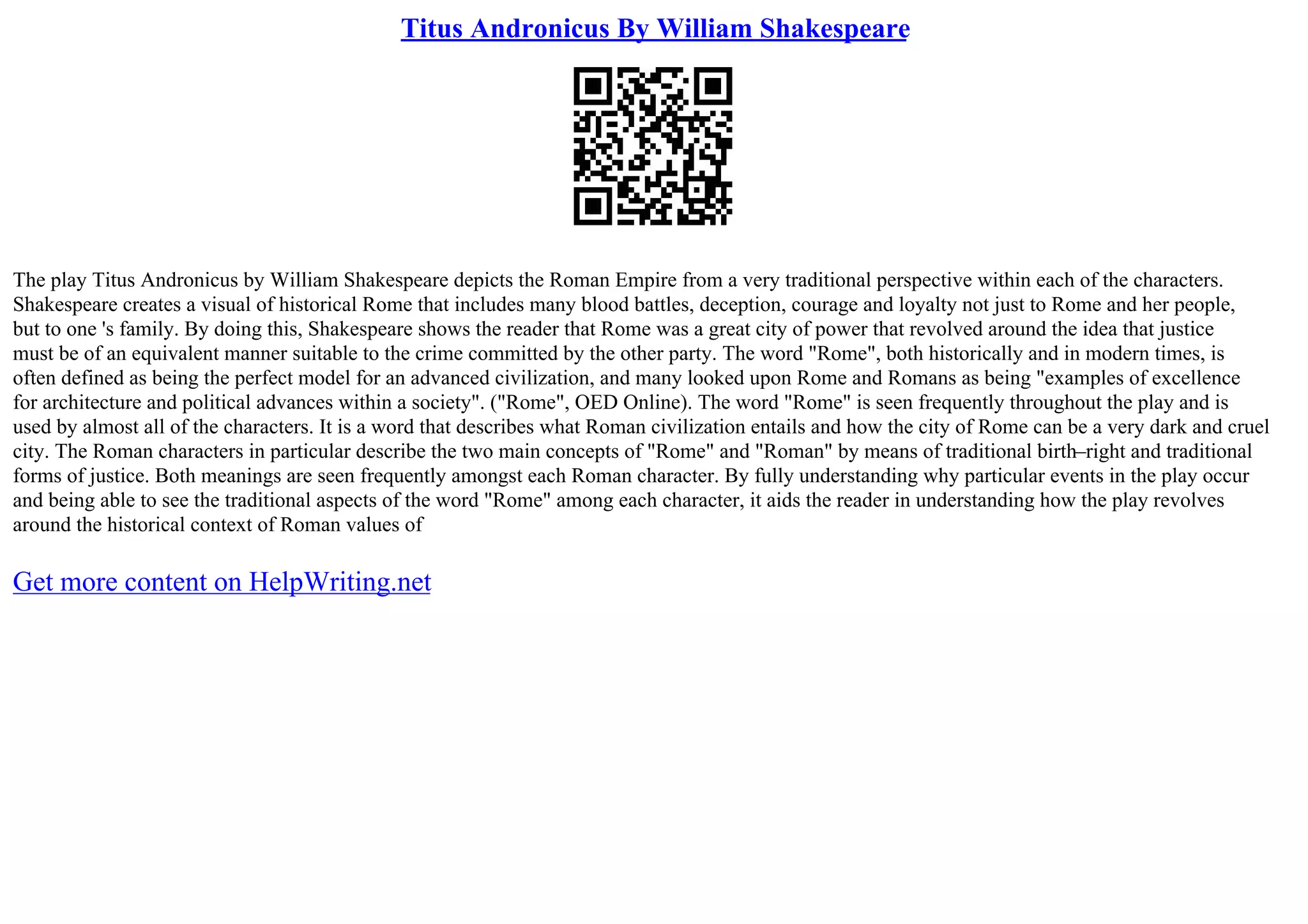 Titus Andronicus By William Shakespeare | PDF