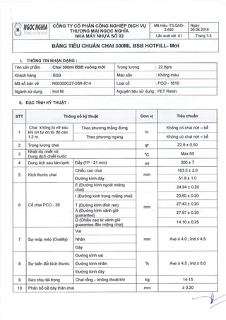 Tiêu chuẩn chai 300m l ngọc nghĩa | PDF