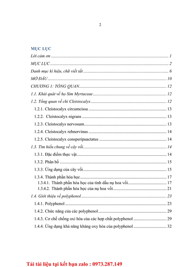 Tối ưu hóa điều kiện chiết polyphenol từ lá vối (cleistocalyxoperculatus) và đánh giá hoạt tính ...