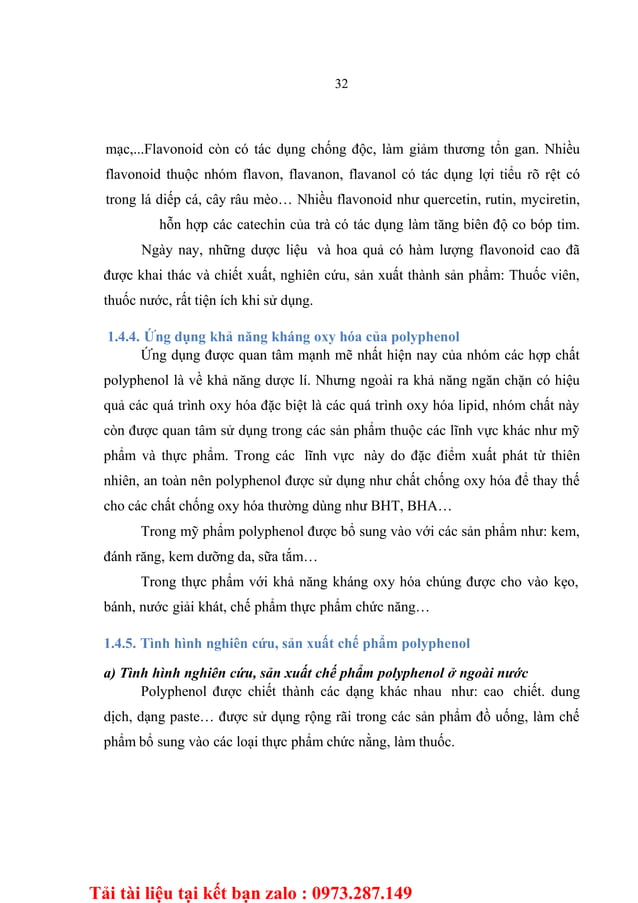Tối ưu hóa điều kiện chiết polyphenol từ lá vối (cleistocalyxoperculatus) và đánh giá hoạt tính ...