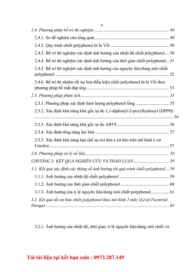 Tối ưu hóa điều kiện chiết polyphenol từ lá vối (cleistocalyxoperculatus) và đánh giá hoạt tính ...