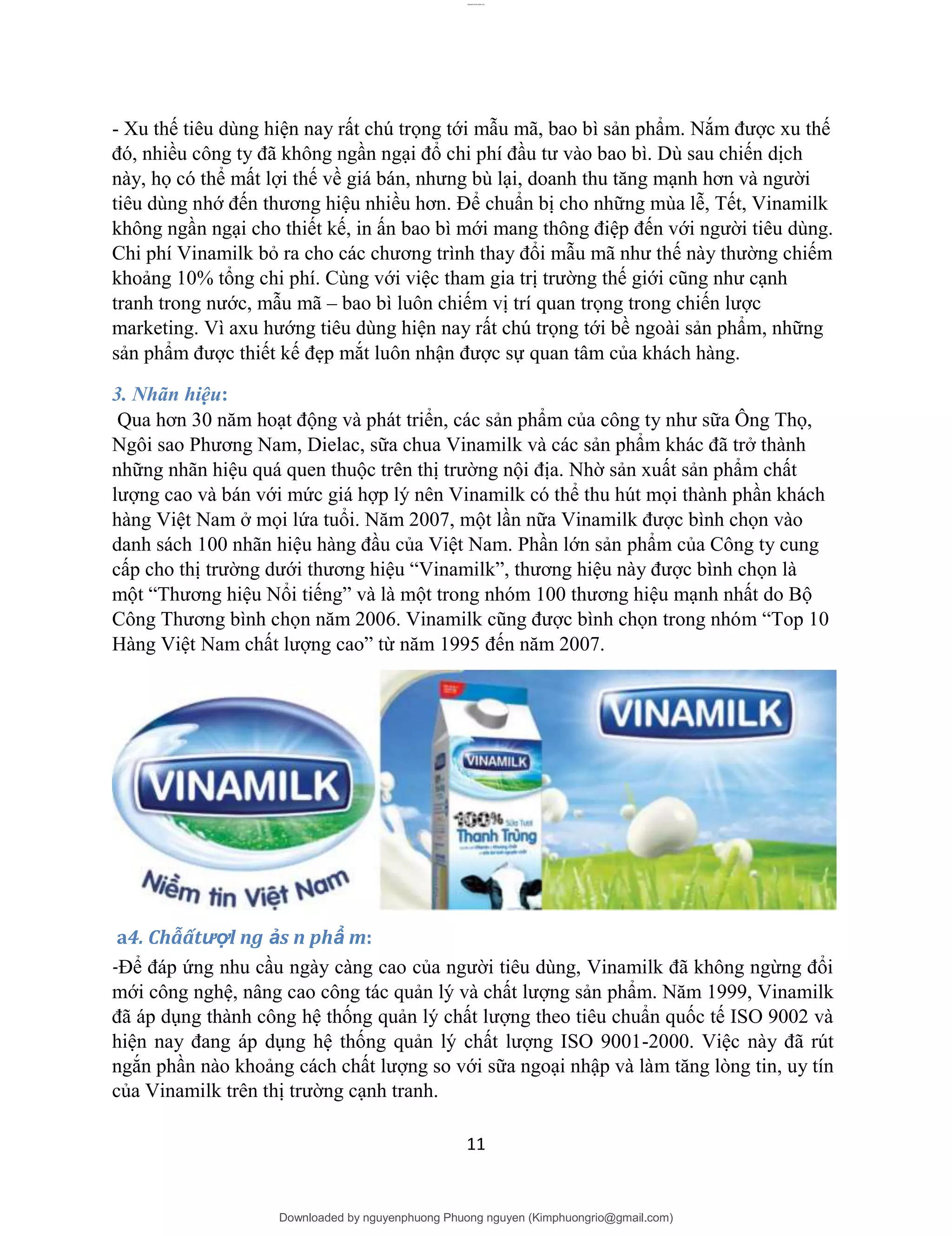 Tiểu luận - Phân tích hỗn hợp marketing của Vinamilk.doc