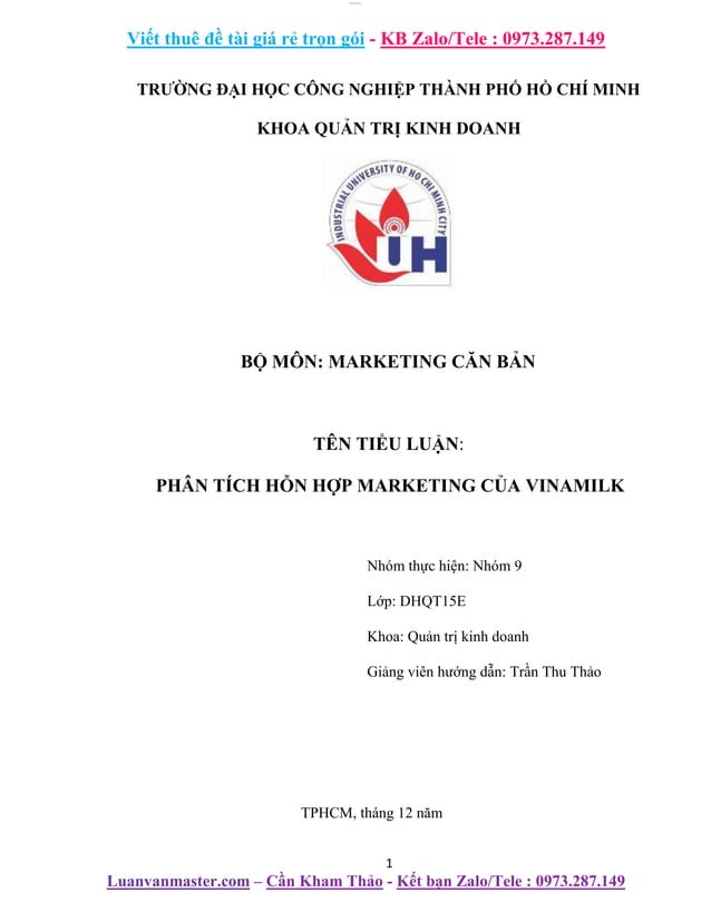 Tiểu luận - Phân tích hỗn hợp marketing của Vinamilk.doc