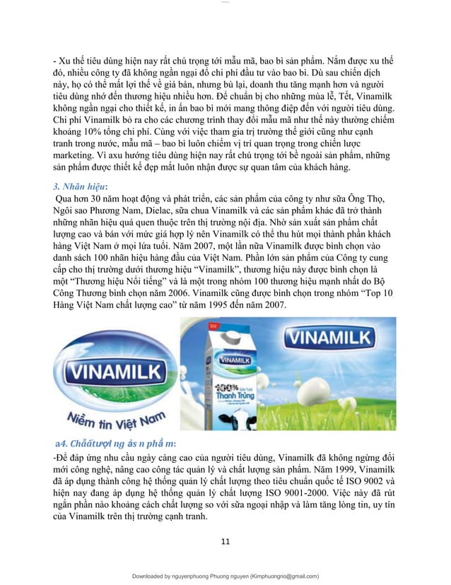 Tiểu luận - Phân tích hỗn hợp marketing của Vinamilk.doc