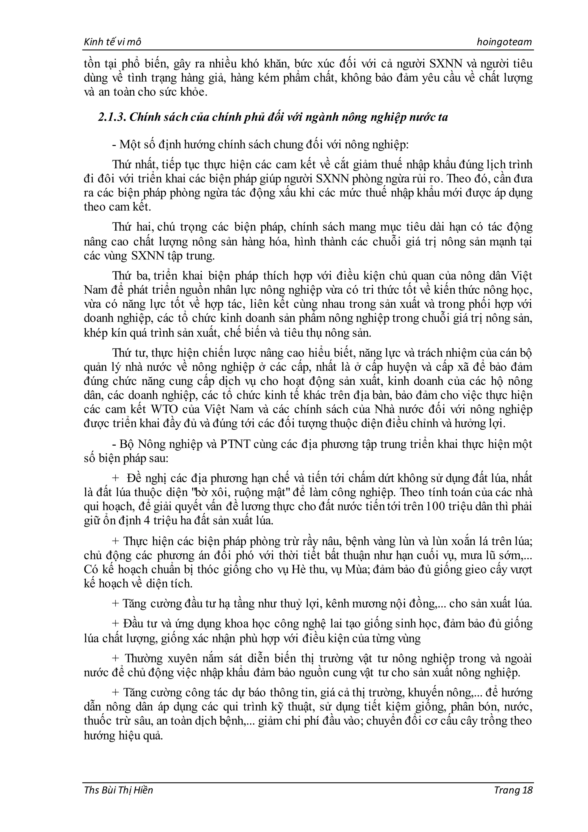 Tiểu luận kinh tế vi mô cung cầu của lúa gạo và chính sách giá của chính phủ | DOCX