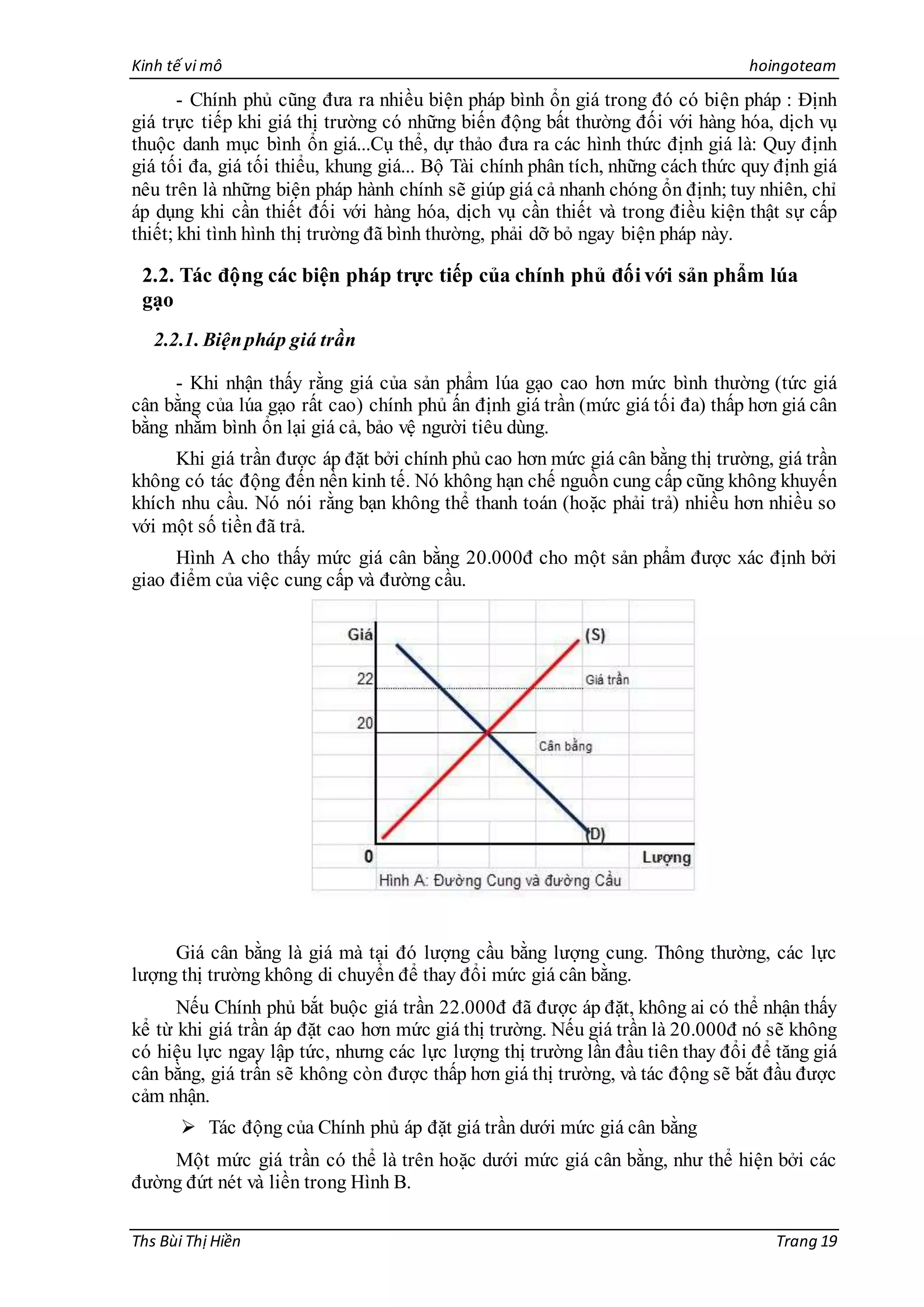 Tiểu luận kinh tế vi mô cung cầu của lúa gạo và chính sách giá của chính phủ | DOCX