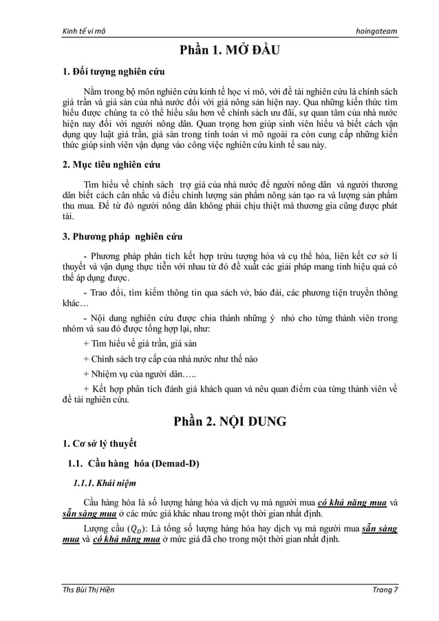 Tiểu luận kinh tế vi mô cung cầu của lúa gạo và chính sách giá của chính phủ | DOCX