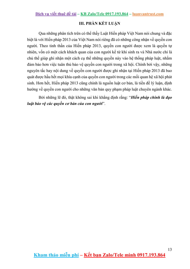 Tiểu Luận Môn Luật Hiến Pháp Việt Nam Hiến Pháp Đạo Luật Bảo Vệ Các Quyền Cơ Bản Của Con Người.docx