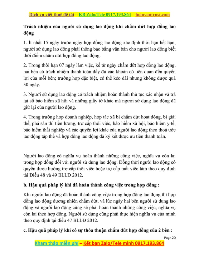 Tiểu luận môn luật lao động - Vấn đề thực hiện và chấm dứt hợp đồng lao động.docx