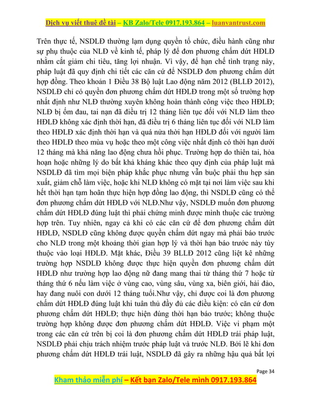 Tiểu luận môn luật lao động - Vấn đề thực hiện và chấm dứt hợp đồng lao động.docx