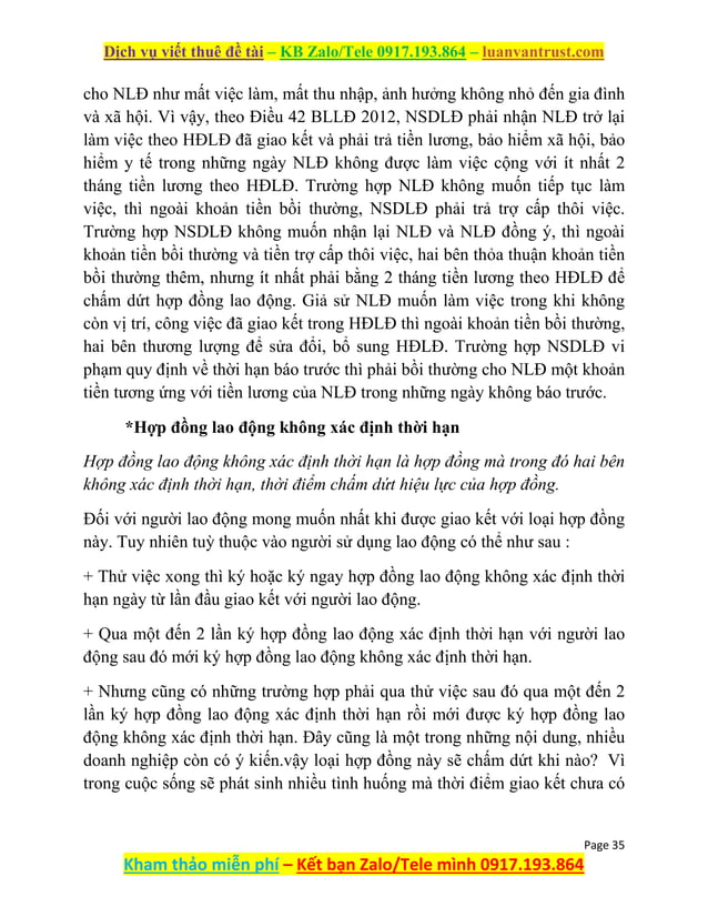 Tiểu luận môn luật lao động - Vấn đề thực hiện và chấm dứt hợp đồng lao động.docx