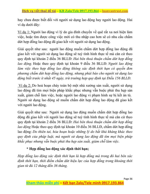 Tiểu luận môn luật lao động - Vấn đề thực hiện và chấm dứt hợp đồng lao động.docx