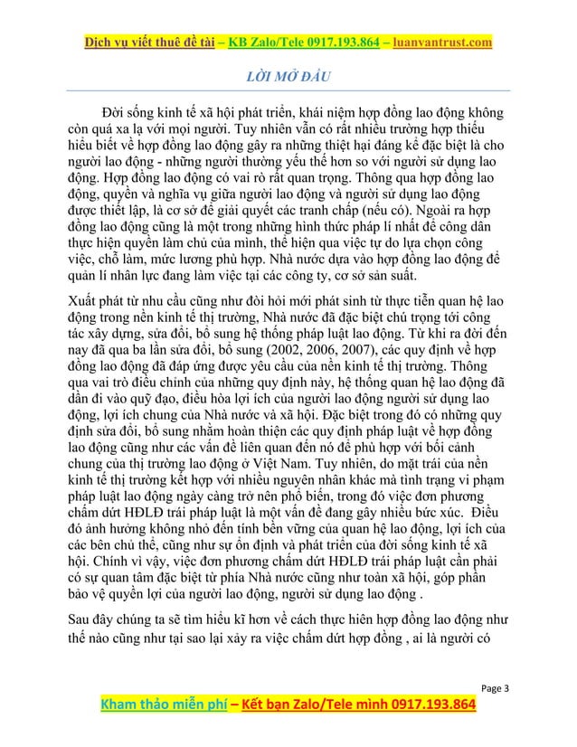 Tiểu luận môn luật lao động - Vấn đề thực hiện và chấm dứt hợp đồng lao động.docx