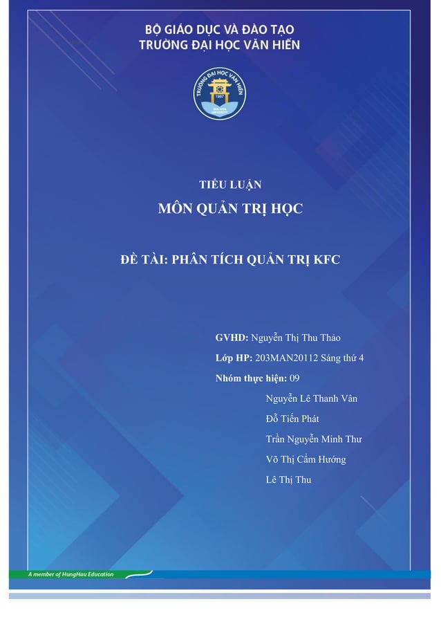 Tiểu luận môn quản trị học phân tích quản trị tại kfc | PDF