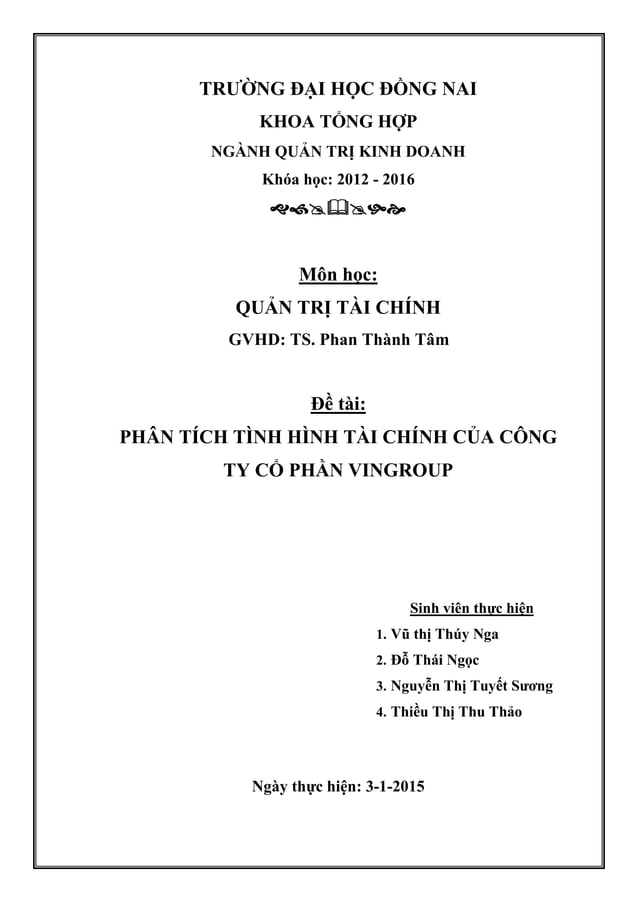 Tiểu luận môn quản trị tài chính đề tài phân tích tình hình tài chính của công ty cổ phần ...