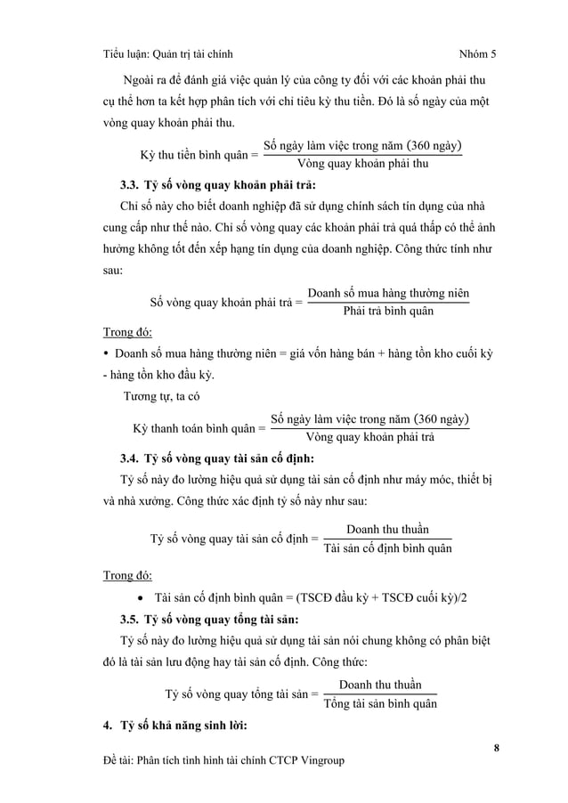 Tiểu luận môn quản trị tài chính đề tài phân tích tình hình tài chính ...