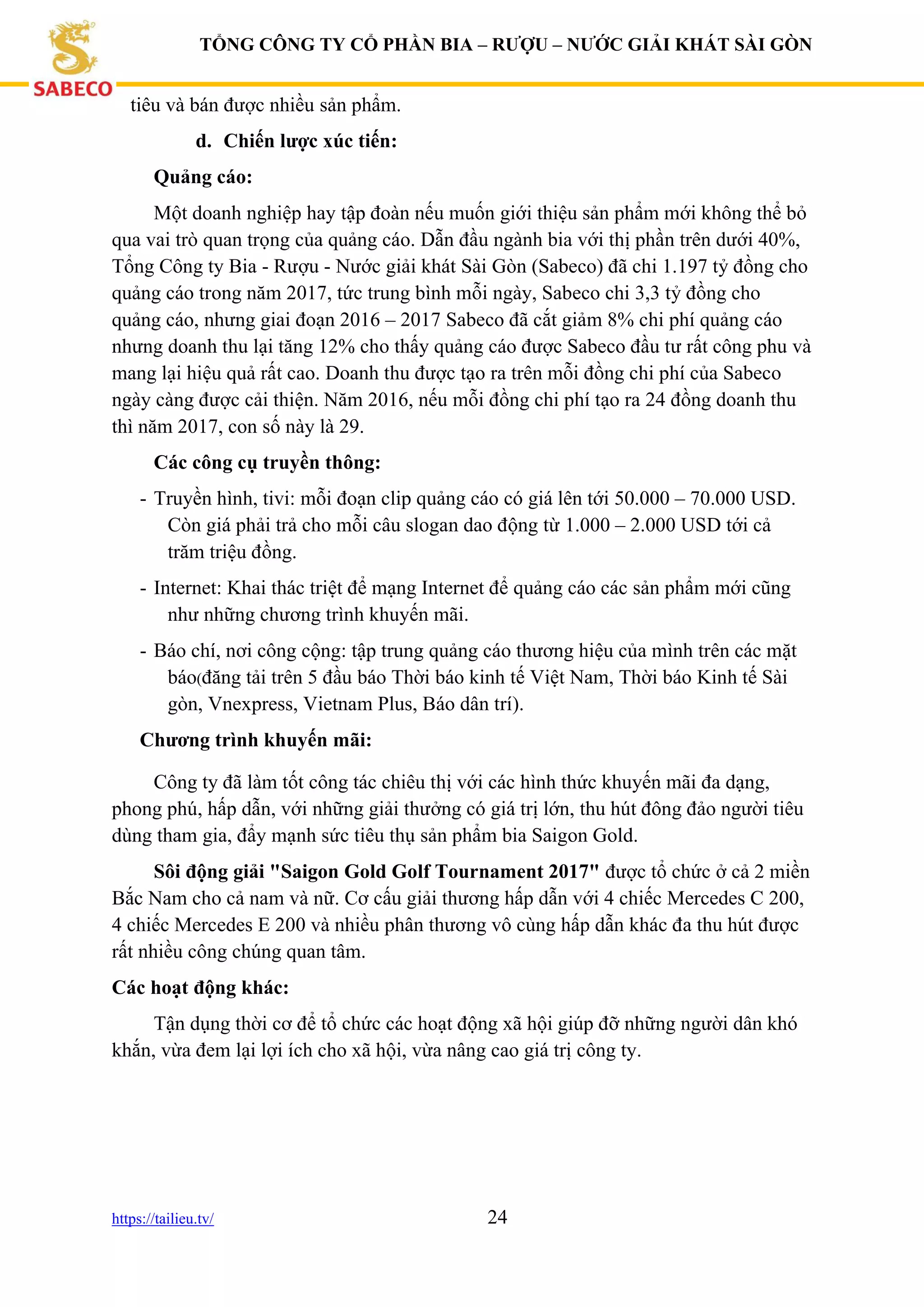 Tiểu luận Nghiên cứu Marketing Sabeco | PDF